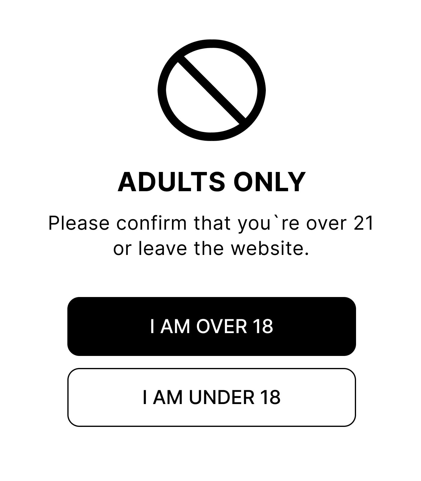 Content-blocking Widget Template "Prohibition Sign" to Verify Age