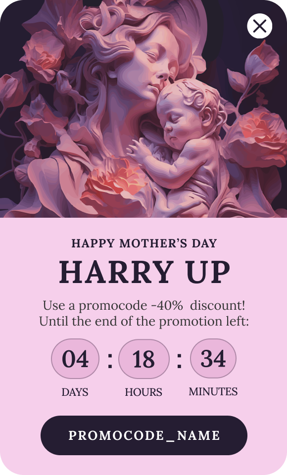 Floating Box Template "Tenderness in Flowers" to Use Countdown Timer