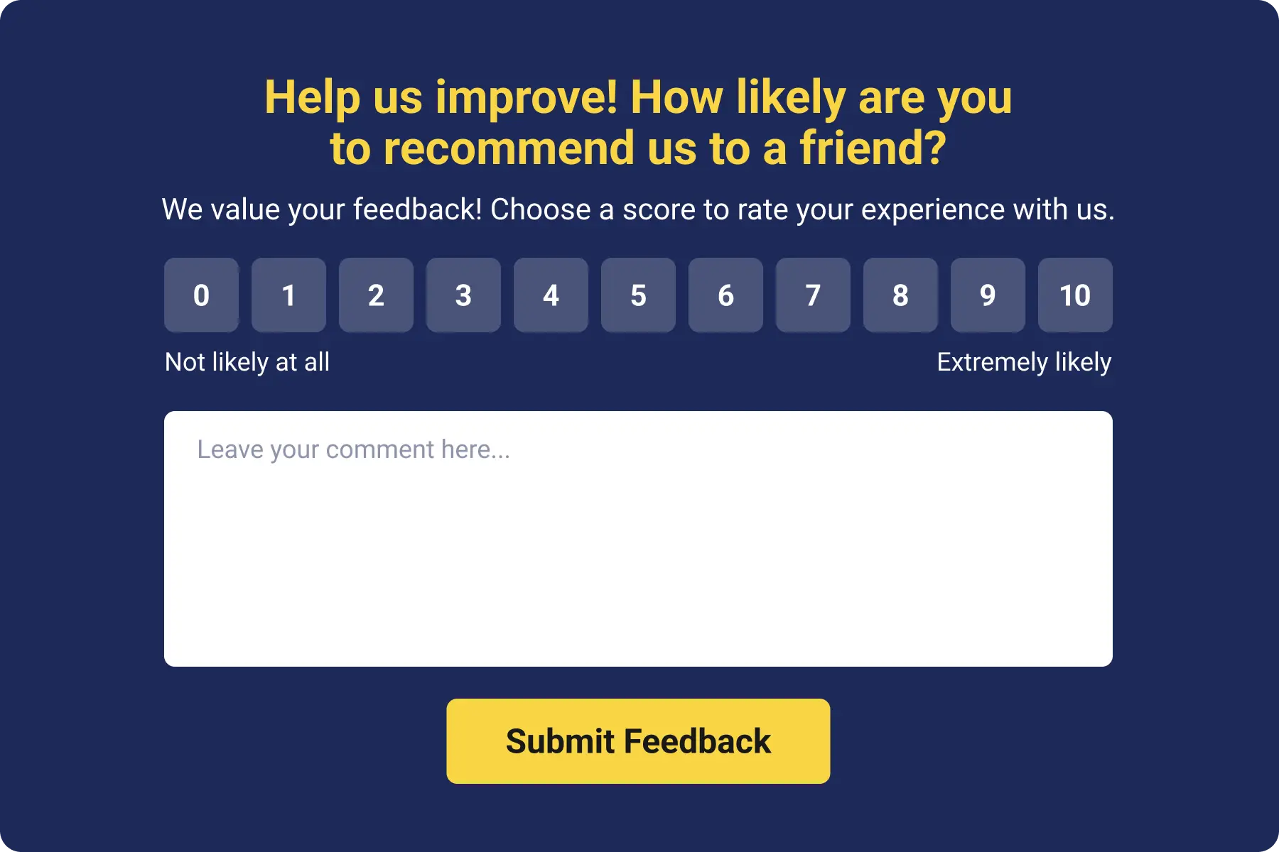 Built-in Widget Template "NPS Rating Form" to Ask for NPS